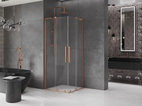 Mexen Velar L Duo, sprchový kout s posuvnými dveřmi 80 x 80 cm, 8mm čiré sklo, měděná matná, 871-080-080-02-03-65