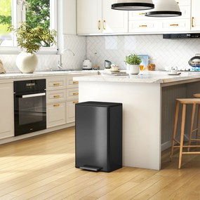 HOMCOM kuchyňský odpadkový koš s pedálem 45 l — s tlumeným dovíráním, vyjímatelným vnitřním kbelíkem, funkcí zajištění otevřeného víka a ochranou pro…