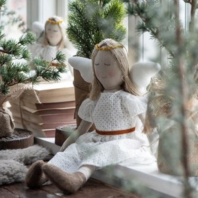 IB LAURSEN Vánoční dekorace Angel Gabrielle 50 cm, béžová barva, bílá barva, zlatá barva, krémová barva, textil