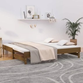 Výsuvná postel medově hnědá 2x (90 x 190 cm) masivní borovice - Default Title