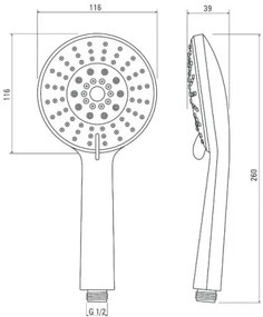 Deante Neo Joko, 5-funkční ruční sprchová hlavice, chromová, NBJ_051S