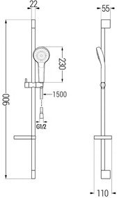 Mexen Kama DS05 vanová sada, Černá - 72503DS05-70