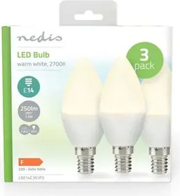 Nedis LED žárovka E14 / Svíčka / 2.8 W / 250 lm / 2700 K / Teplá bílá