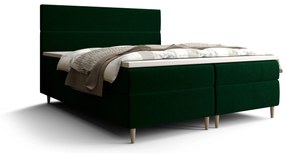 Manželská postel Boxspring 160 cm Flu (tmavě zelená) (s matrací a úložným prostorem). 1046541