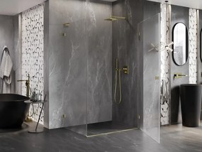 Mexen Lunar-B L výklopný sprchový kout pravý 80 x 70 cm, čiré sklo, zlatá matná, 832L-080-070-55-00-P