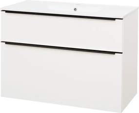 Mereo Mereo, Mailo, koupelnová skříňka s keramickým umyvadlem 101 cm, černé madlo, CN512B