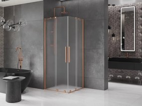 Mexen Velar Duo, sprchový kout s posuvnými dveřmi 90 x 90 cm, 8mm sklo námraza, měděná matná, 871-090-090-32-65