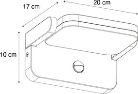 Venkovní nástěnné svítidlo černé vč. LED nastavitelné s pohybovým senzorem - Kamile