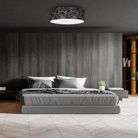 Stropní svítidlo Satino Round, 1x černé/stříbrné textilní stínítko, (bílé plexisklo), (fi 60 cm)