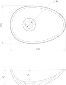 Sapho Kea umyvadlo na desku 32 x 22 cm bez otvoru pro baterii bez přepadu litý mramor bílá KE320