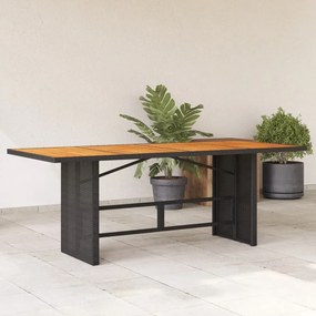 vidaXL Zahradní stůl s akáciovou deskou 190x80x74 cm polyratan [365309] Barva: Černá