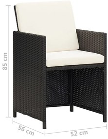 Zahradní židle 2 ks s poduškami a polštáři polyratan černé - Default Title