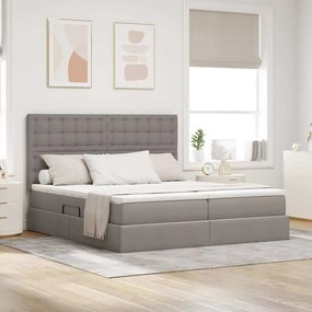 Postel s úložným prostorem s čelo Taupe 180 x 200 cm Textil 3372224