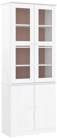 Prosklená vitrína ALTA bílá 77x35x186,5 cm masivní borové dřevo,  353950