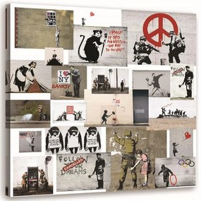 Obraz na plátně Koláž Banksy Street Art - 60x60 cm