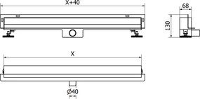 Mexen Flat Wall, sprchový žlab na zeď 2v1, 110 cm, zlatá matná, 1A30110