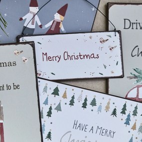 Ib Laursen Plechová cedule Merry Christmas, červená barva, kov