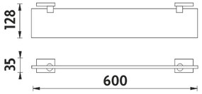 Police do koupelny skleněná, sklo bílé extra čiré matné, úchyt chrom, 60 cm NIMCO KEIRA KE 22091B-60-26