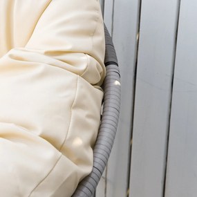 Outsunny papa křeslo Proutěné křeslo 360° polohovatelná skořepina se sedákem z umělého ratanu a kovovým rámem 87 x 97 x 86 cm Cream | Aosom.de