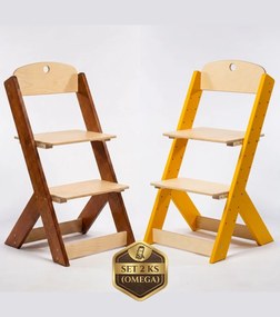Lucas Wood Style - rostoucí židle OMEGA III zvýhodněný set 2 ks - mahagon +  žlutá