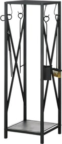 Držák na dřevo Outsunny - Sloupcový stojan na dřevo - Více příslušenství rozměr 34Š x 34H x 111V cm Metal Černý