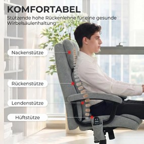 HOMCOM ergonomická kancelářská židle s masáží a houpací funkcí — vysoké opěradlo, 4 hnětací masážní uzly, bederní podpora, výškově nastavitelná, poti…