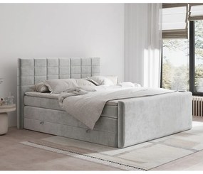 Světle šedá boxspring postel s úložným prostorem 180x200 cm Ava – Maison de Rêve