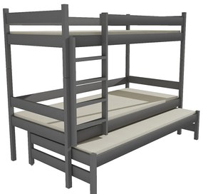 Patrová postel s výsuvnou přistýlkou PPV 013 90 x 200 cm - šedá
