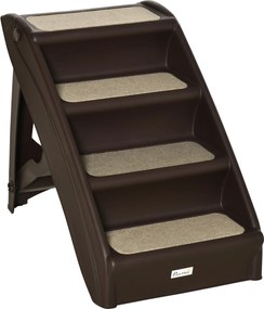 Skládací schůdky pro domácí mazlíčky PawHut se 4 schody pro psy a kočky, přenosné s protiskluzovými rohožemi pro postele a pohovky, nosnost 20 kg, 62x