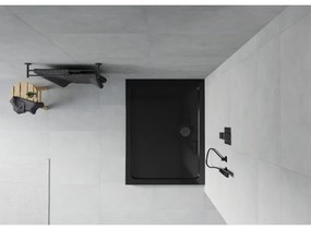 Mexen Flat obdélníková vanička do sprchového koutu slim 110 x 80 cm, Černá, sifon Černá - 40708011B