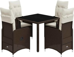 5dílný zahradní bistro set s poduškami hnědý polyratan 3277064