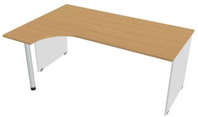 Stůl ergo pravý 180*120 cm - Hobis Gate GE 1800 P Dekor stolové desky: buk, Dekor lamino podnože: bílá, Barva nohy: stříbrná