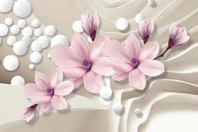 Samolepící tapeta magnolie na abstraktním pozadí - 150x100 cm