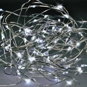 Solight vánoční řetěz 30x mini LED stříbrná / 3m / 3 x AA / studené sv
