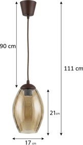 Brilagi - LED Lustr na lanku R GLASS 1xE27/60W/230V pr. 17 cm hnědá/kouř béžová