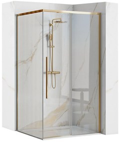 Rea - SOLAR GOLD ELEGANT čtvercový sprchový kout 90 x 90 cm, čiré sklo/zlatý profil, REA-K4900