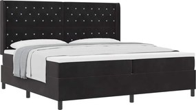 Postel s boxspringem s matrací s čelo Černá 200 x 200 cm samet 3341974