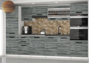 Kuchyňská linka Belini 300 cm šedý antracit Glamour Wood s pracovní deskou Syntka2