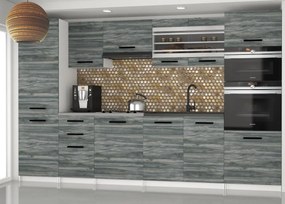 Kuchyňská linka Belini 300 cm šedý antracit Glamour Wood s pracovní deskou Syntka2  TOR SYNTKA2/7/WT/GW1/0/B1