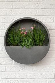 Květináč na zeď MURA, sklolaminát, Ø 40 cm, šedá