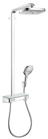 Hansgrohe Raindance Select E - sprchový systém Showerpipe 300 2jet, termostatická sprchová baterie, sprchové rameno, bílá / chrom 27126400