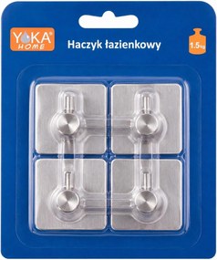 Erga Pad, samolepící háčky na ručníky bez vrtání, 4 ks, 4,5 × 4,5 cm, stříbrná matná, ERG-YKA-CH.PAD4-CHR