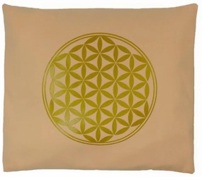 S radostí - vlastní výroba Pohankový polštář s květem života - meruňková barva Velikost: 35 x 40 cm