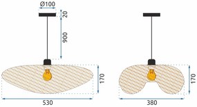 Toolight Stropní závěsné svítidlo Boho Natural APP880-1CP