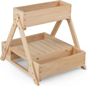 Costway Vyvýšený záhon ze schůdků z jedlového dřeva s 3 Oddělené truhlíky