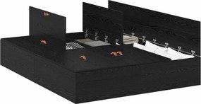 Rám postele s úložným prostorem Černý dub 150 x 200 cm 3335382