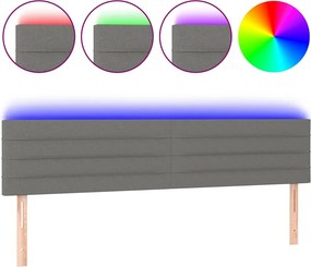 Čelo postele s LED tmavě šedé 160x5x78/88 cm textil 3121759