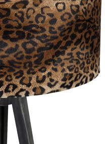 Stojací lampa stativ černý se stínidlem leopard 50 cm - Tripod Classic