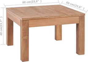 vidaXL Konferenční stolek masivní teak přírodní povrch 60 x 60 x 40 cm [246956]