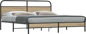 Kovový rám postele bez matrace kouřový dub 193 x 203 cm 3318671